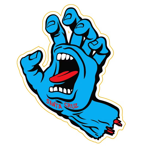 Santa Cruz Screaming Hand Sticker, Blue | Underground Skate