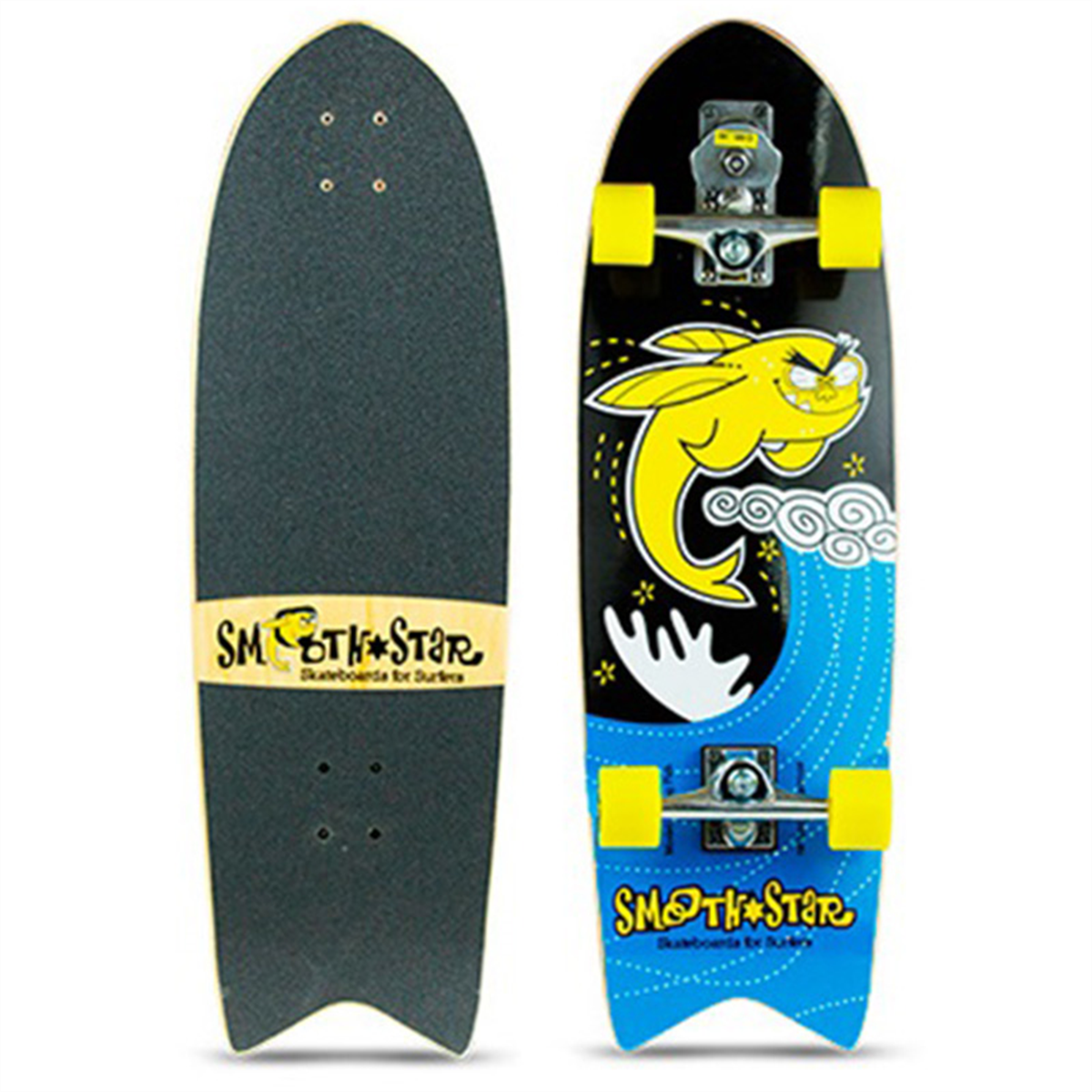 Smoothstar Flying Fish 32" Surf Skateboard, Yellow & Black ...